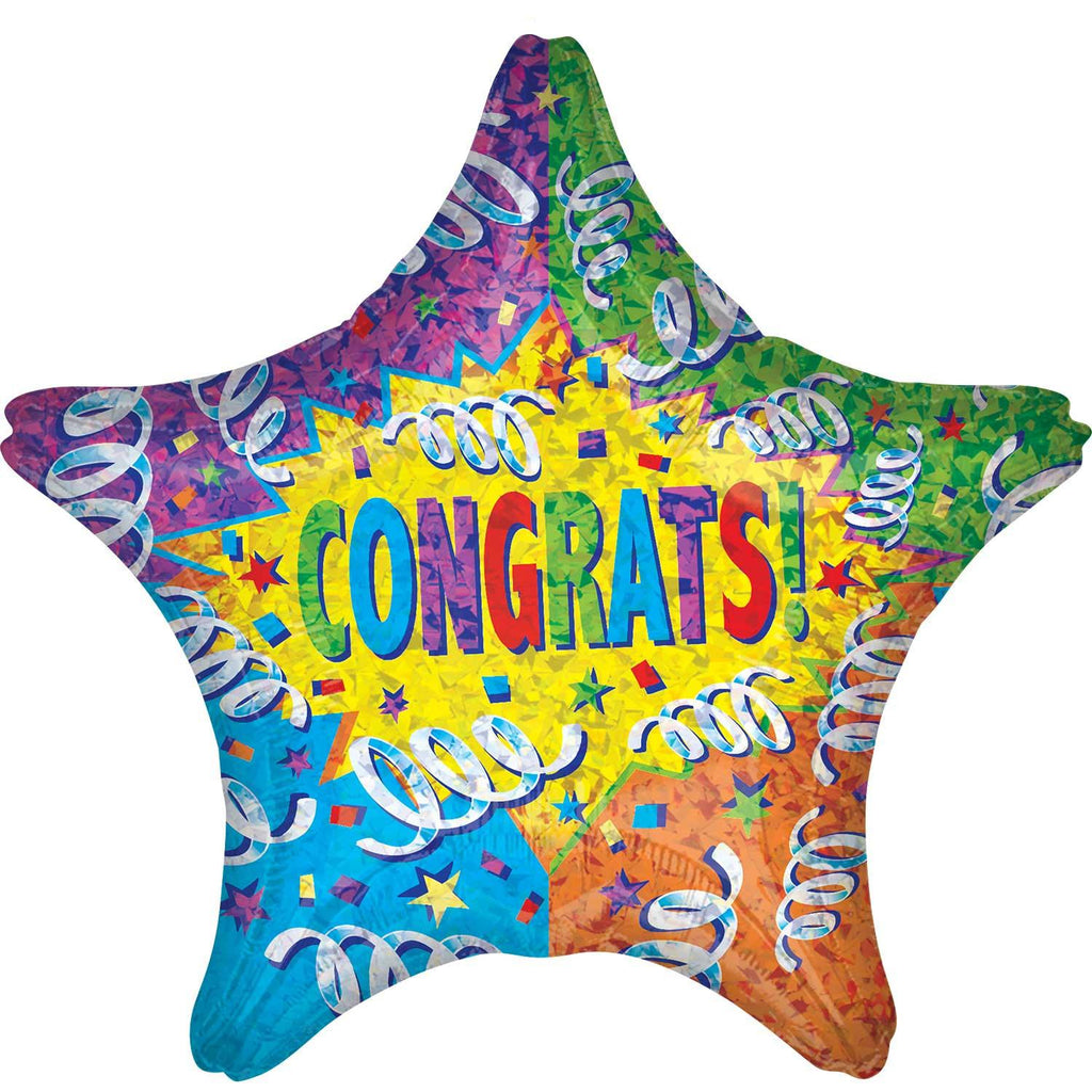 Congrats Streamer Explosion Jumbo Holographic Balloon 71cm | Congrats ...