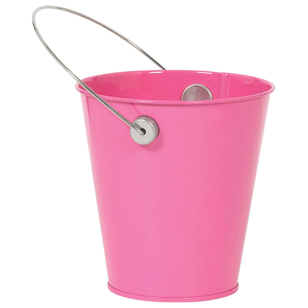 Bright Pink Metal Bucket With Handle | Favor Containers - Party Centre ...